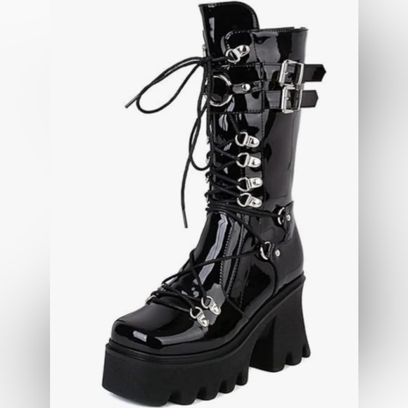 Punk Goth | Shoes | Fashion Platform Knee High Boots For Women Wedge ...